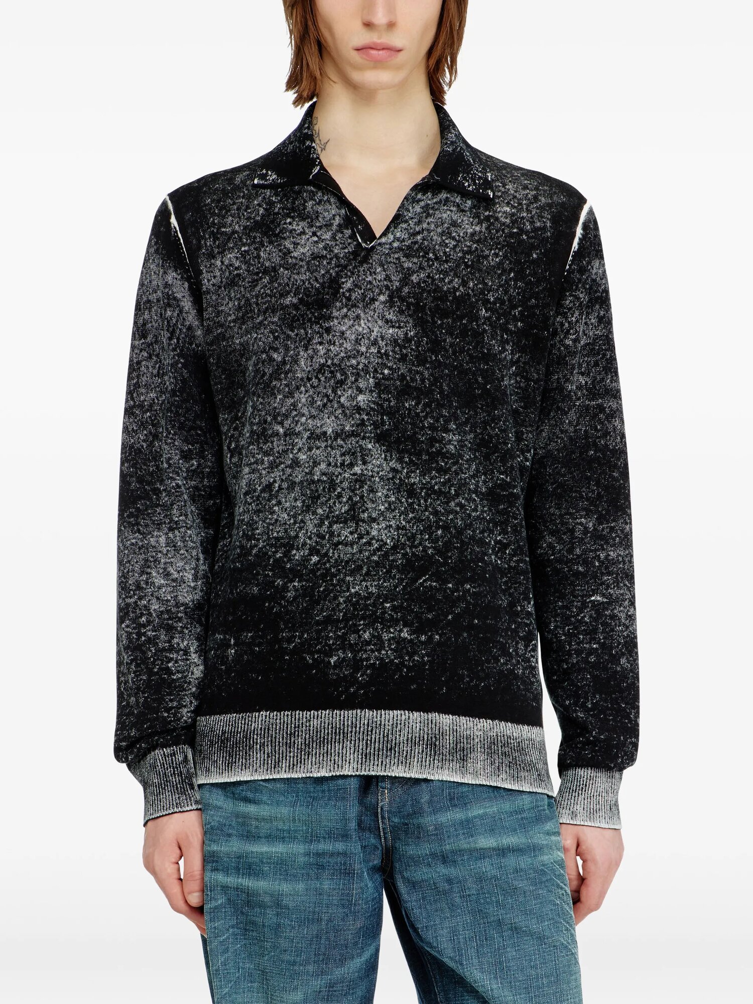 Свитер DIESEL Faded-effect polo sweater, размер M — фото 1