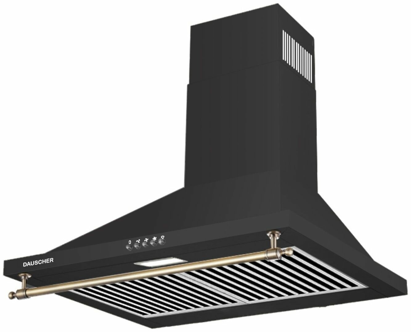Вытяжка DAUSCHER DCH-1560BL, купольная, 3 скорости, жировая, 2 мотора, 125Вт, чёрная
