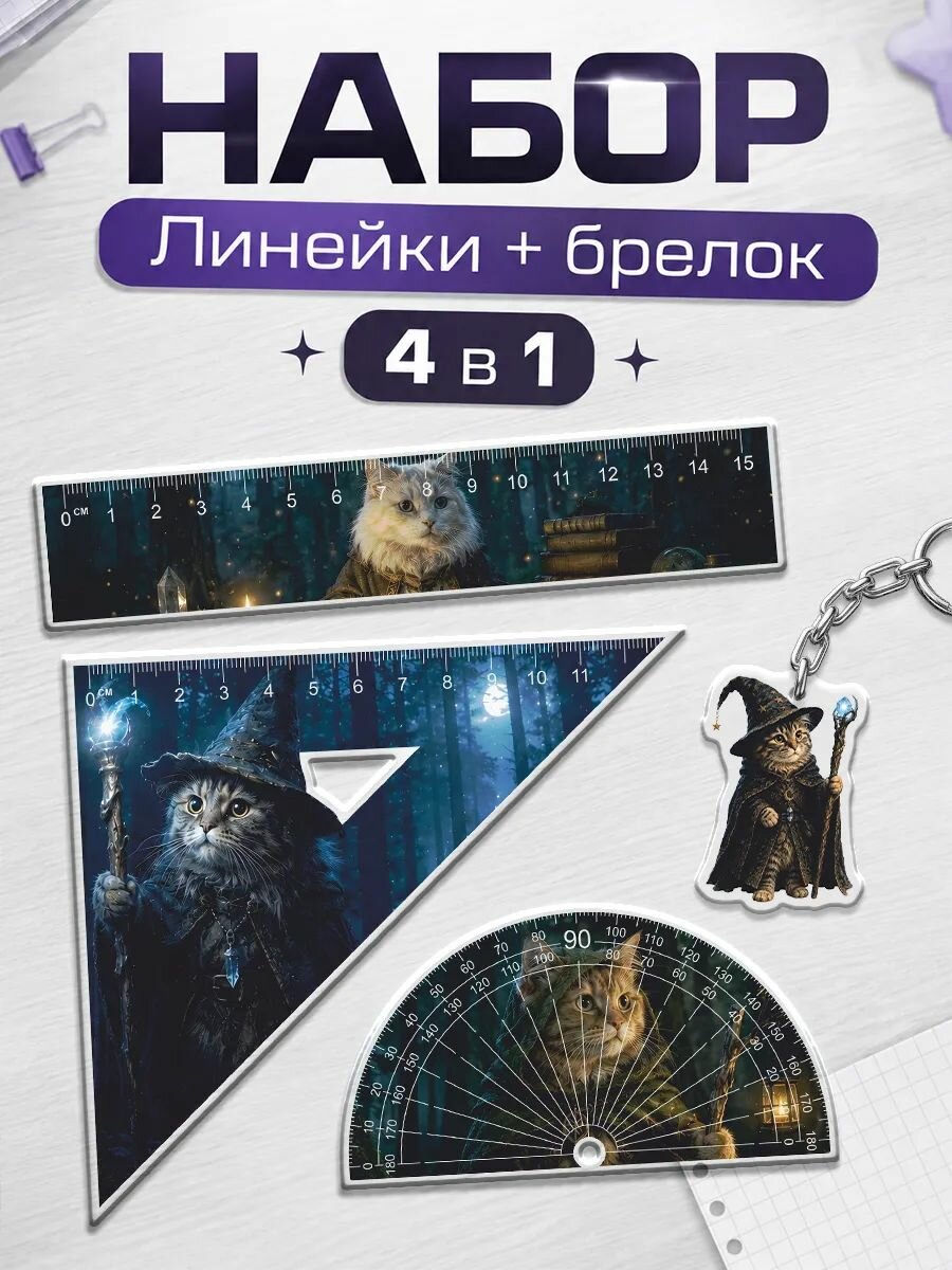 Набор линеек для школьника котики дарк фэнтези