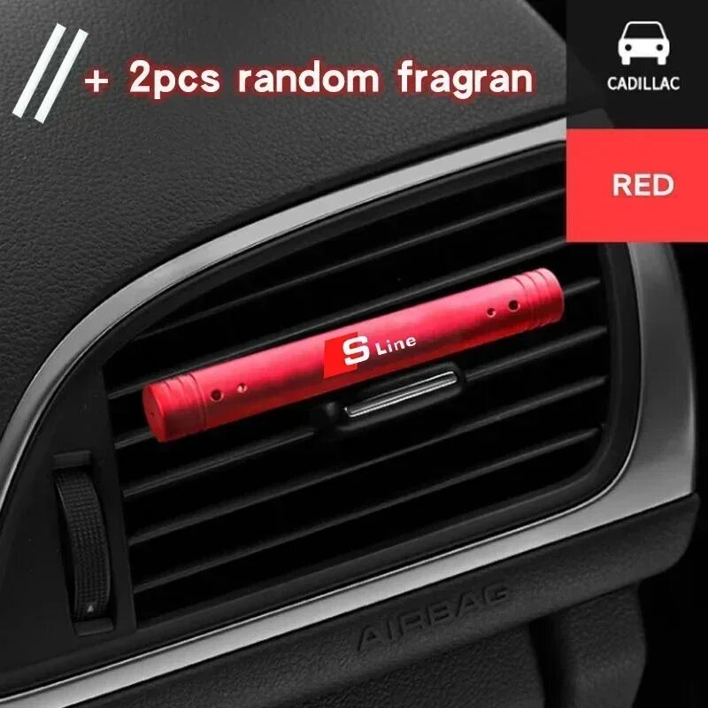 Ароматизатор для автомобиля на дефлектор воздуховода для Audi Sport RS A1 A3 A4 B7 B8 red-For SLine