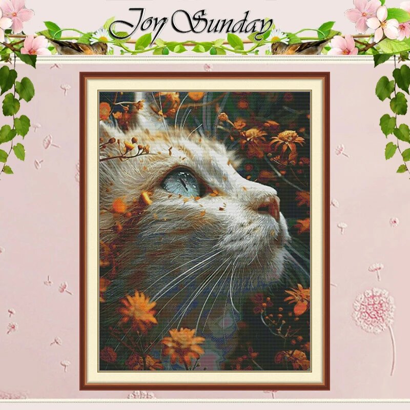 Joy Sunday Вышивка крестом Кот в осени 16CT HD