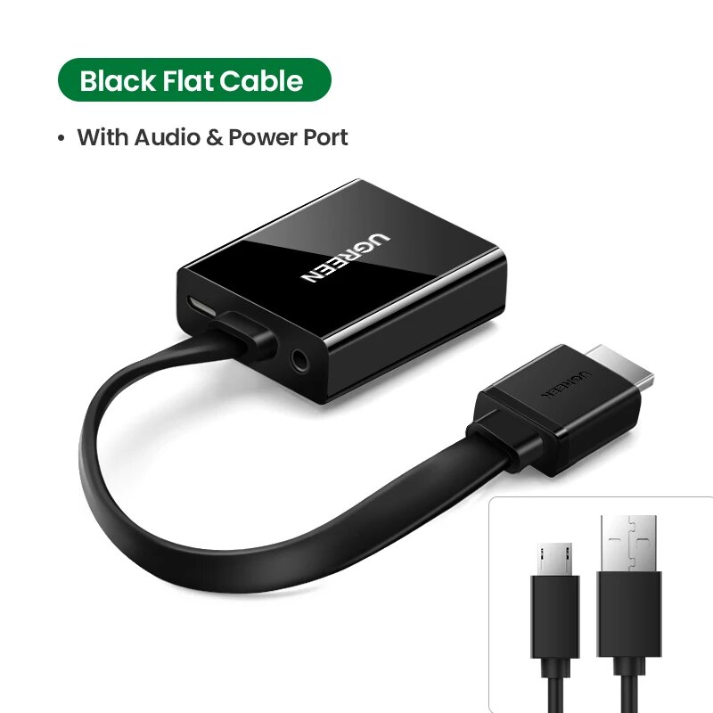 UGREEN HDMI на VGA адаптер с аудио, черный кабель