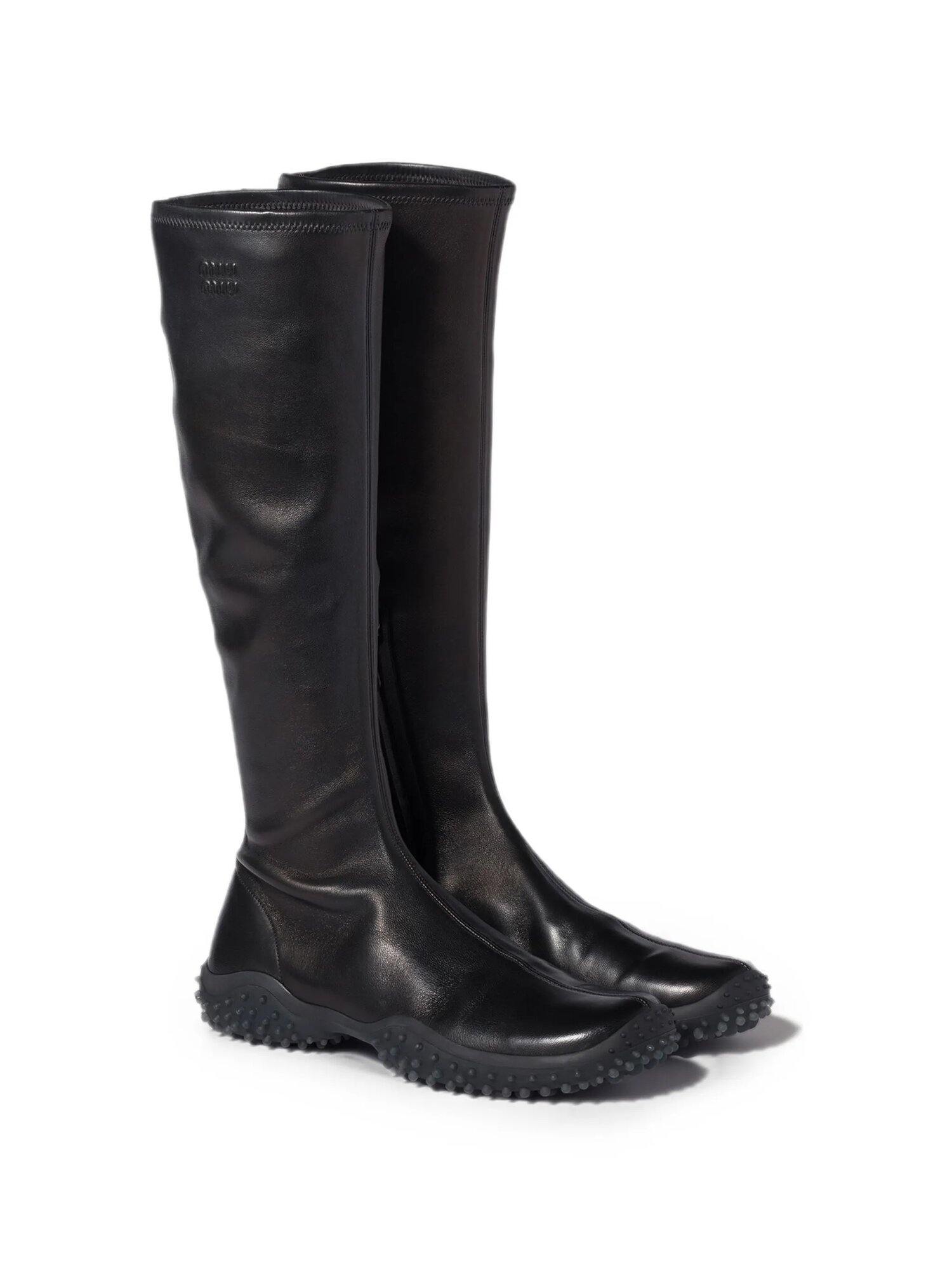 Ботинки Miu Miu Stretch nappa leather boots, размер 39, black — фото 1