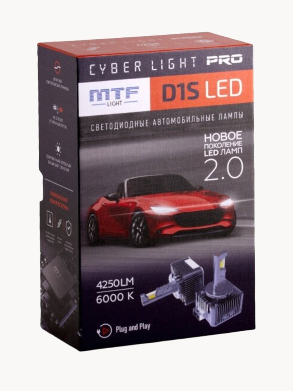 Светодиодные лампы Mtf Light , серия CYBER LIGHT PRO, D1S, 85V, 35W, 4250lm, 6000K, кулер, комплект