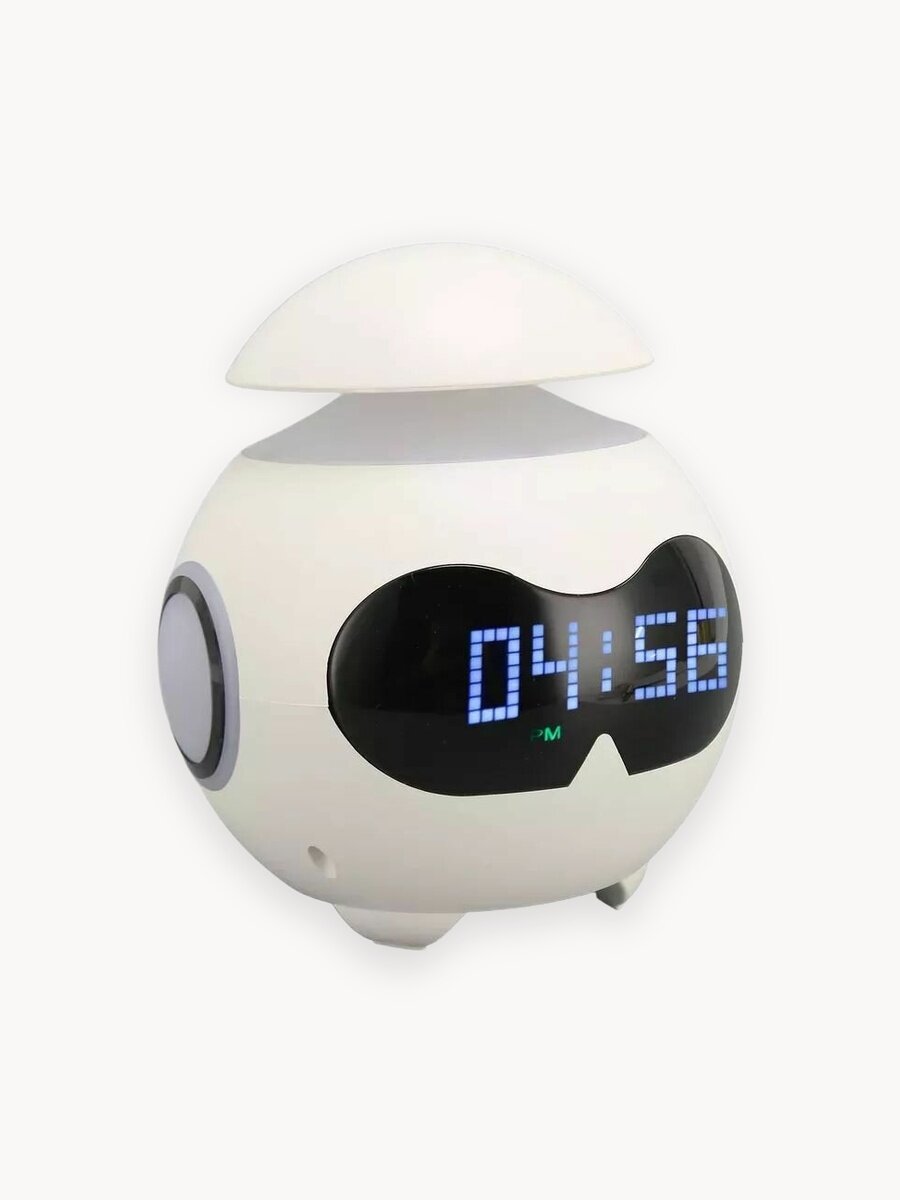 Эмоциональный ночник часы-будильник с колонкой Bluetooth, белый