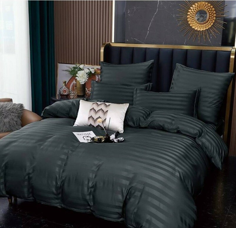 Комплект постельного белья Candies Страйп-Сатин - Евро Черный