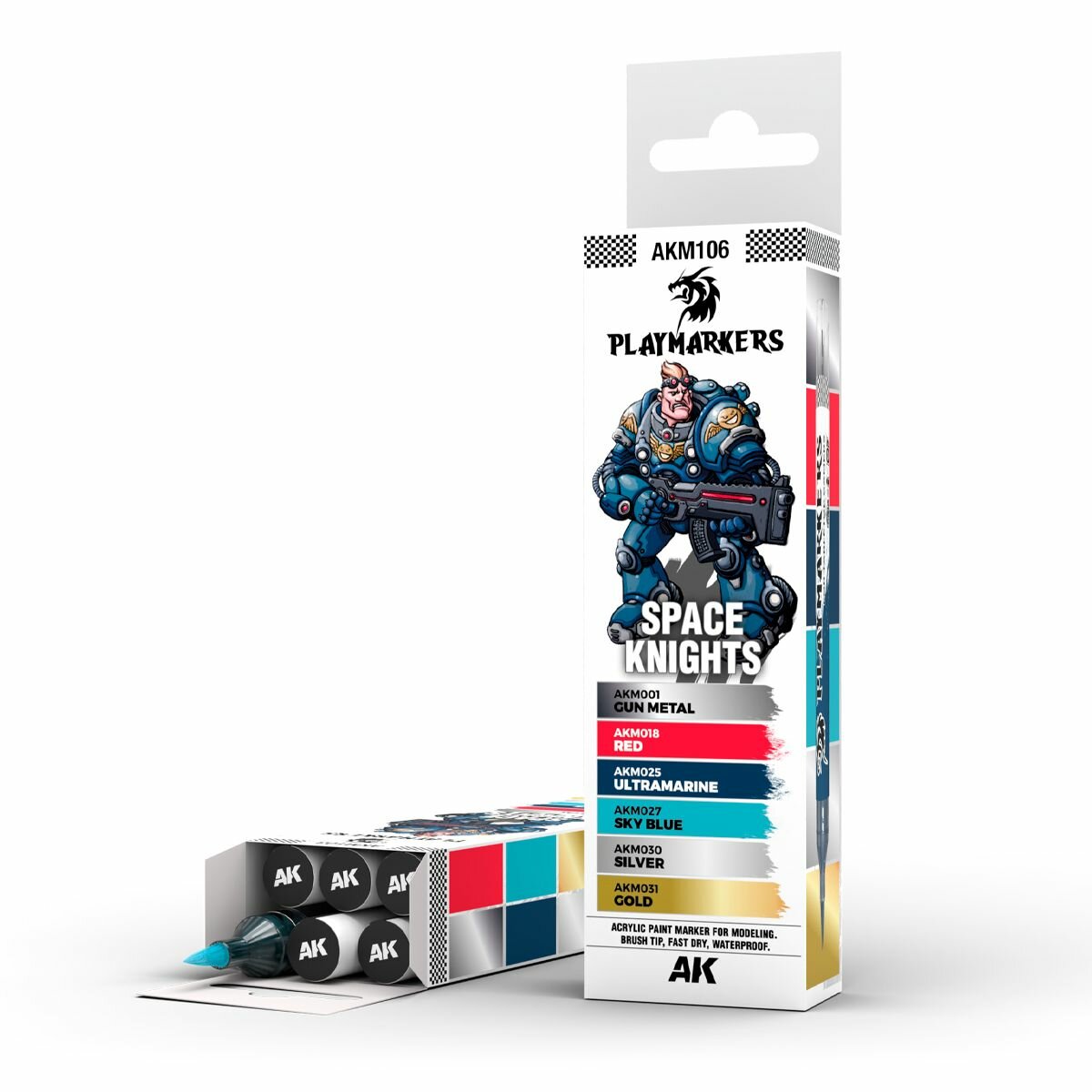 Акриловая краска - набор маркеров с кистью Playmarkers Set - Space Knights