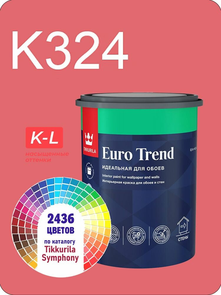Краска для обоев Tikkurila Euro Trend 0,9л. насыщенные оттенки K324