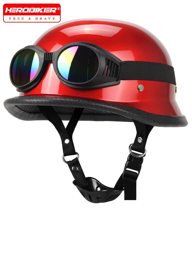 Шлемы для мотокросса, мотоциклетный шлем, немецкие классические шлемы, ретро велосипедный шлем, мото шлем, полушлем, аксессуары для мотоциклов, S, Красный, Унисекс