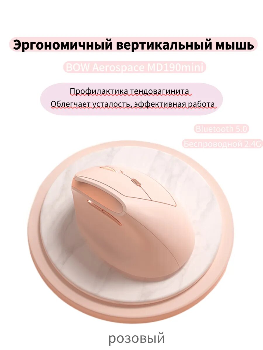 Мышь Вертикальная Эргономичная Женская Бесшумная Для Офиса