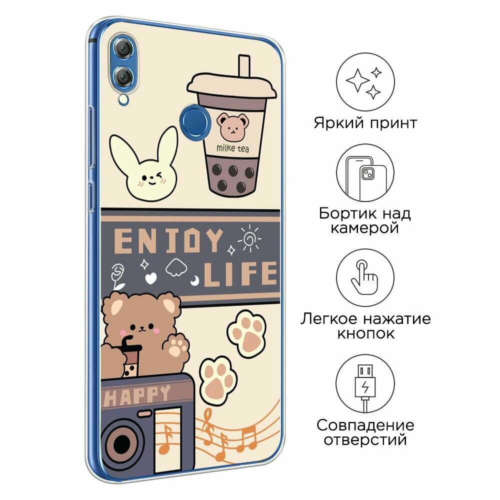 Силиконовый чехол на Honor 8X / Хонор 8Х с принтом "Enjoy life 1" — фото 1
