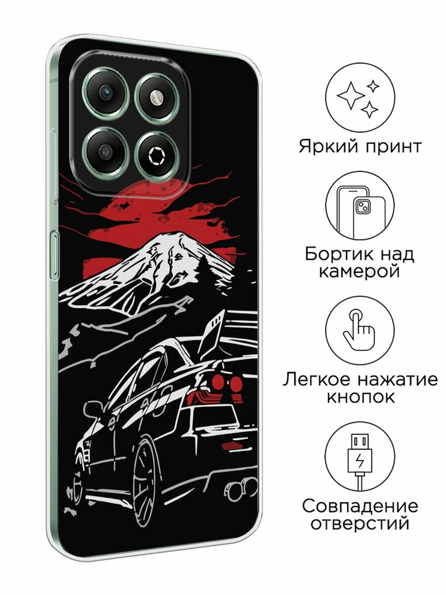 Чехол на Honor X6b / Хонор X6b с принтом "Машина в горах JDM" — фото 1