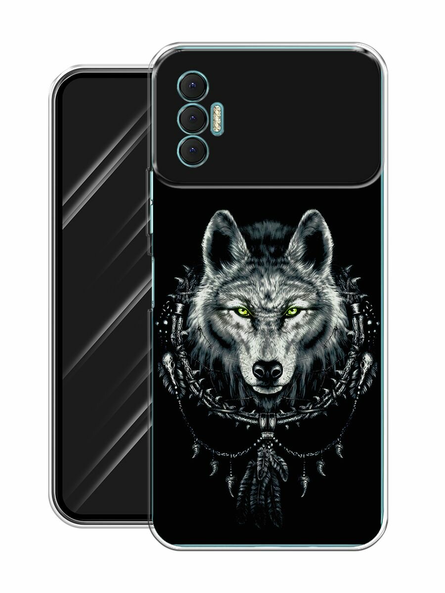 Чехол на Tecno Spark 8P / Техно Спарк 8P с принтом "Волк оберег" — фото 1