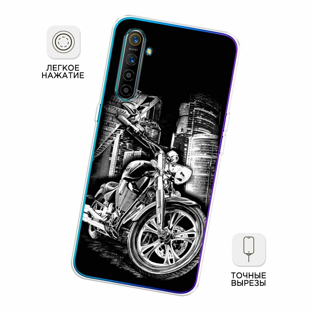 Силиконовый чехол на Realme XT / Реалми XT с принтом "Крутой байк" — фото 1