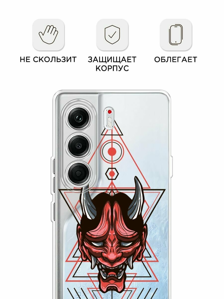 Чехол на Tecno Camon 40 Pro / Текно Камон 40 Про с принтом Hanya Oni mask, прозрачный — фото 1