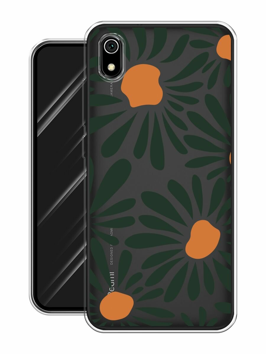 Чехол на Xiaomi Redmi 7A / Сяоми Редми 7А с принтом "Летние цветы рисунок", прозрачный — фото 1