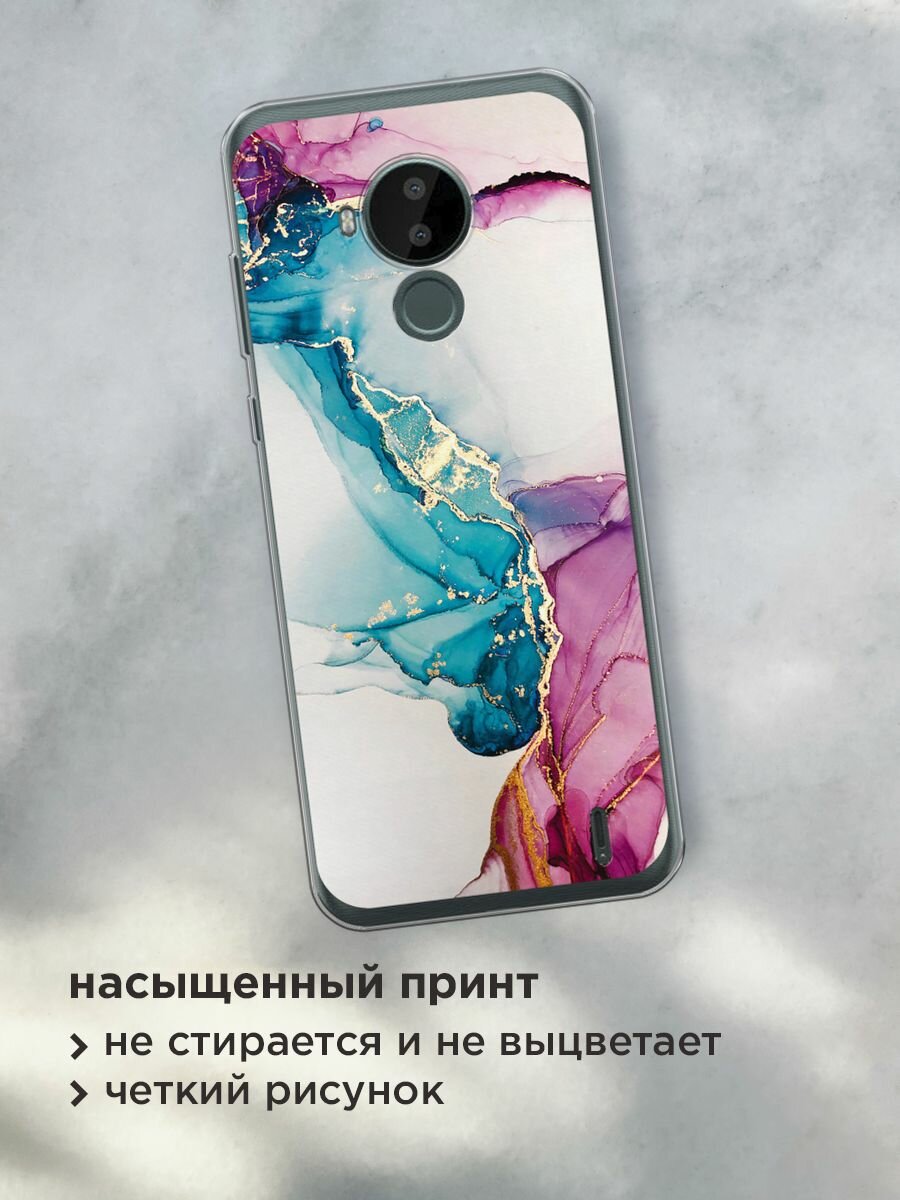 Чехол на Nokia C30 / Нокия C30 с принтом "Розовые разводы рисунок" — фото 1