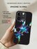 Чехол на Apple iPhone 14 Pro / Айфон 14 Про с принтом "Синий цветок на черном"