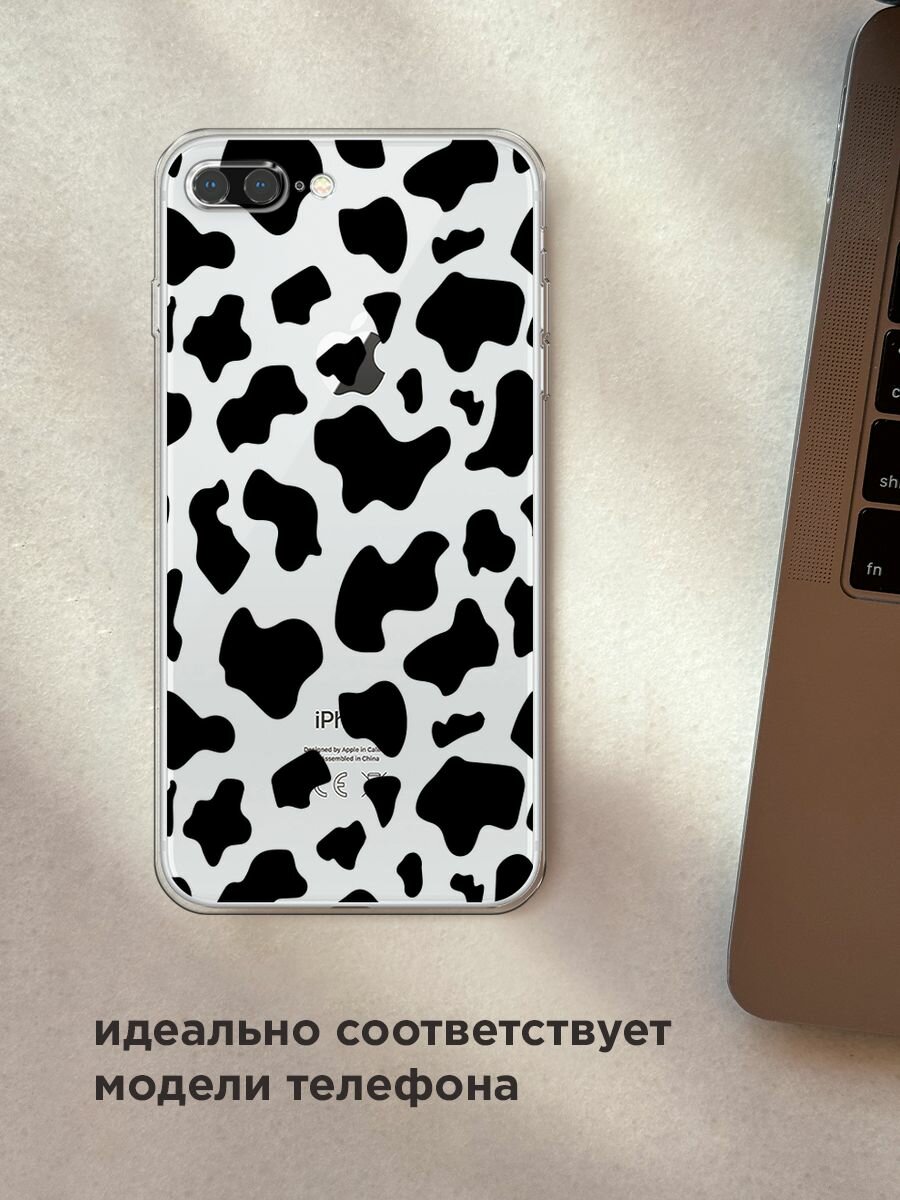 Чехол на Apple iPhone 7 Plus / Айфон 7 Плюс с принтом "Черные пятна коровы", прозрачный — фото 1