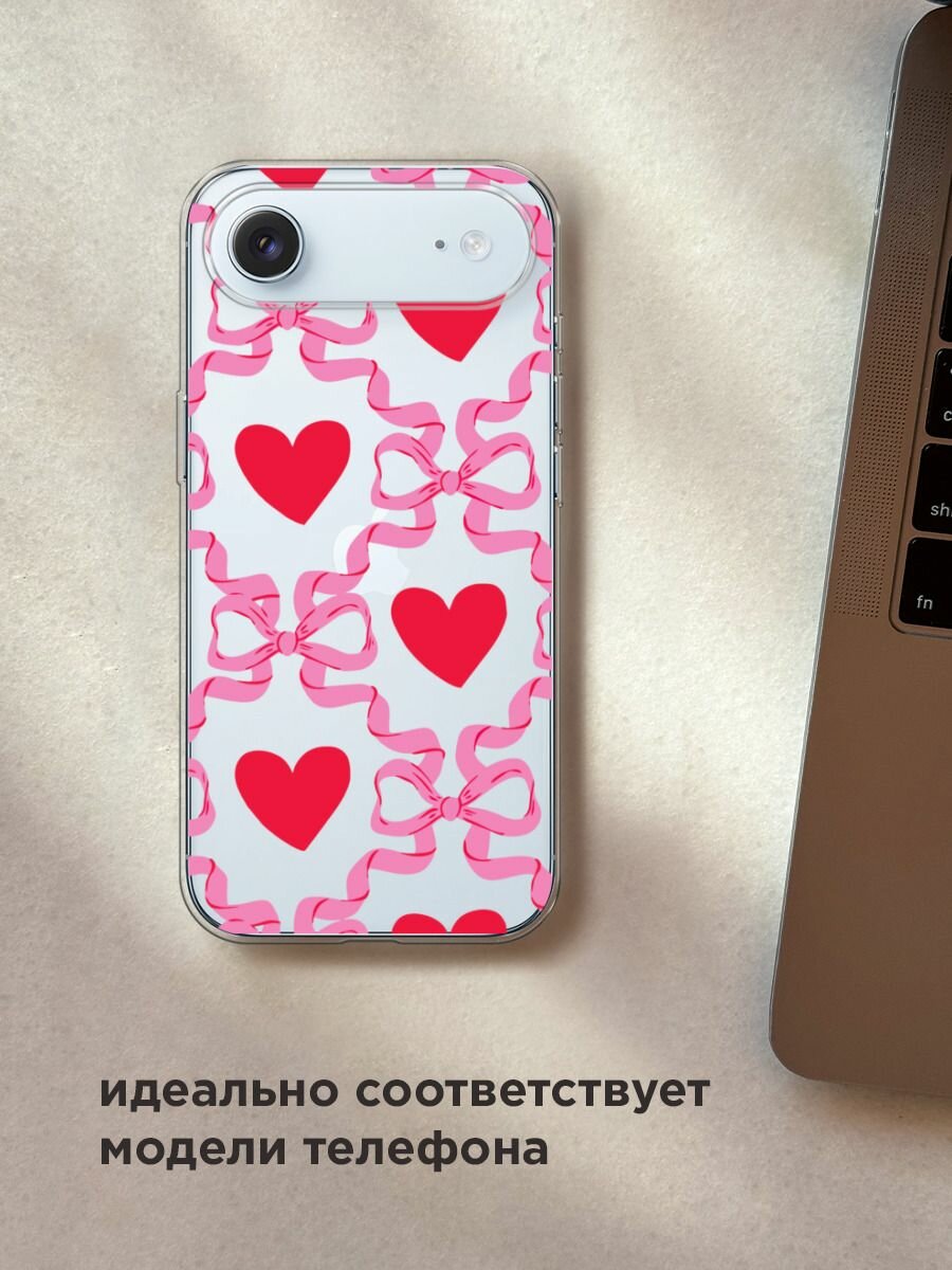 Чехол на Apple iPhone Air / Айфон Айр с принтом "Hearts and ribbons 2 - 14 февраля", прозрачный — фото 1