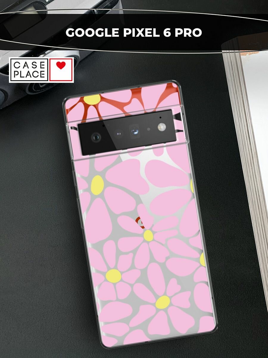 Чехол на Google Pixel 6 Pro / Гугл Пиксель 6 Pro с принтом "Розовые лепестки 2", прозрачный