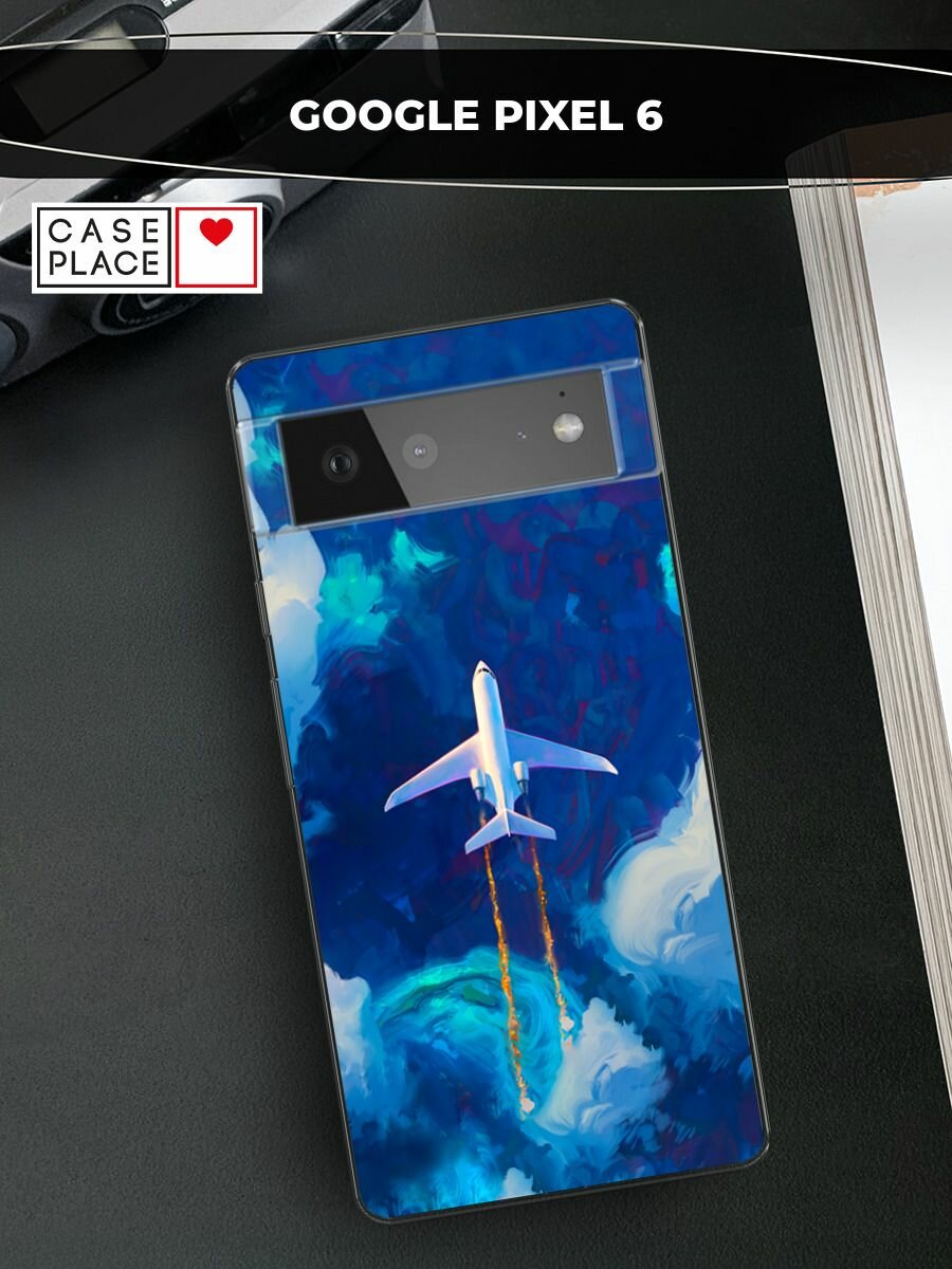 Чехол на Google Pixel 6 / Гугл Пиксель 6 с принтом "Самолет картина"