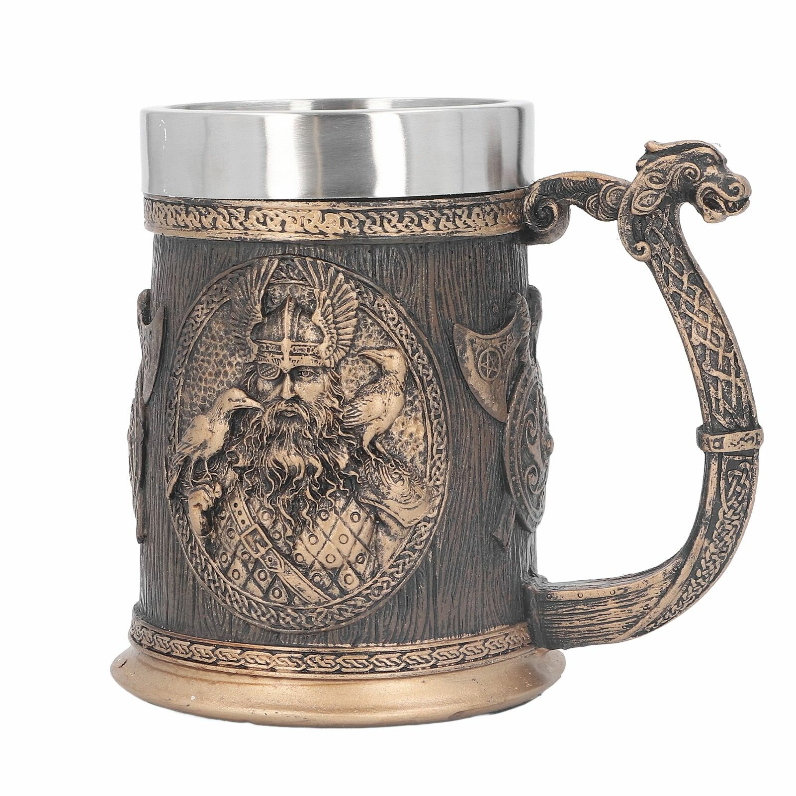 Большая пивная кружка из нержавеющей стали в пиратском стиле, ретро-кофейная чашка с бронзовой отделкой, прочная посуда для питья