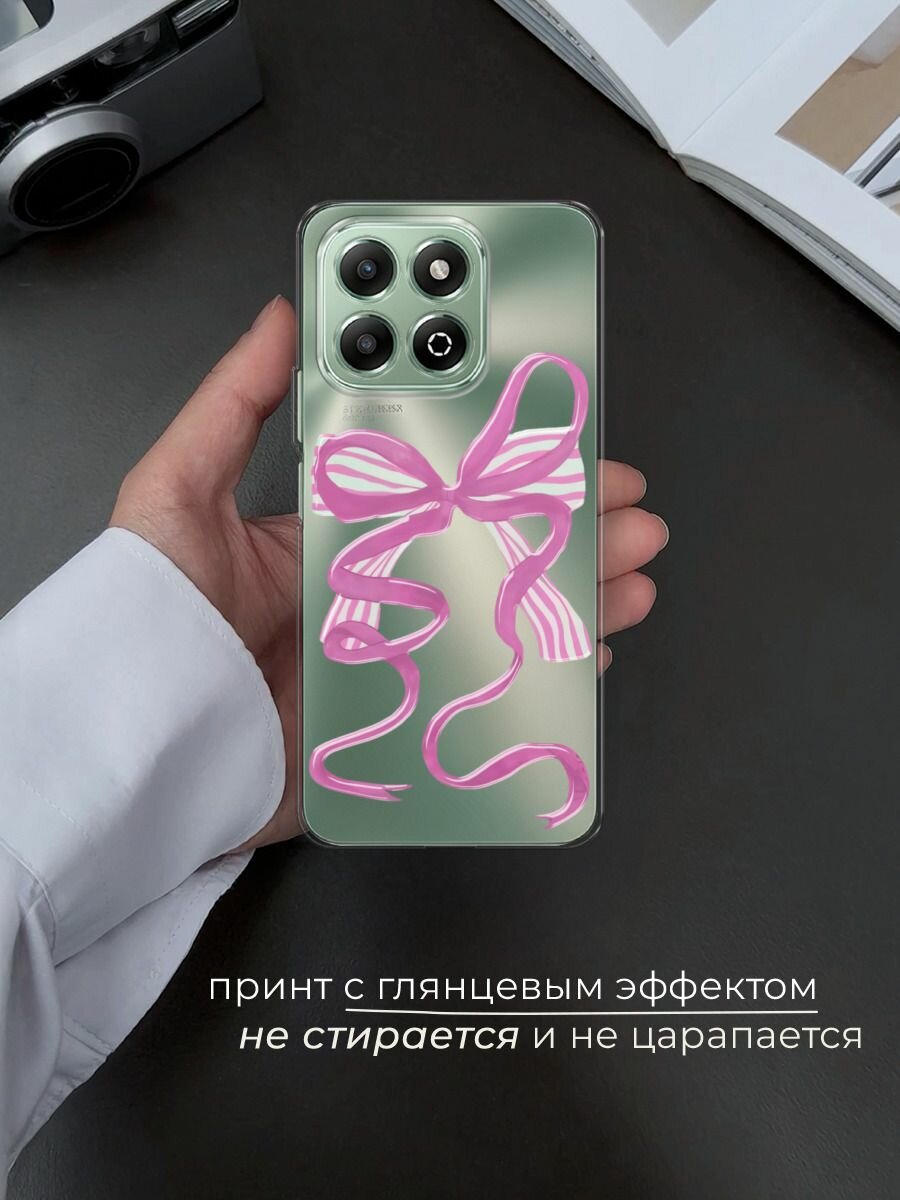 Чехол на Honor X6b / Хонор X6b с принтом "Полосатый розовый бант 2" — фото 1
