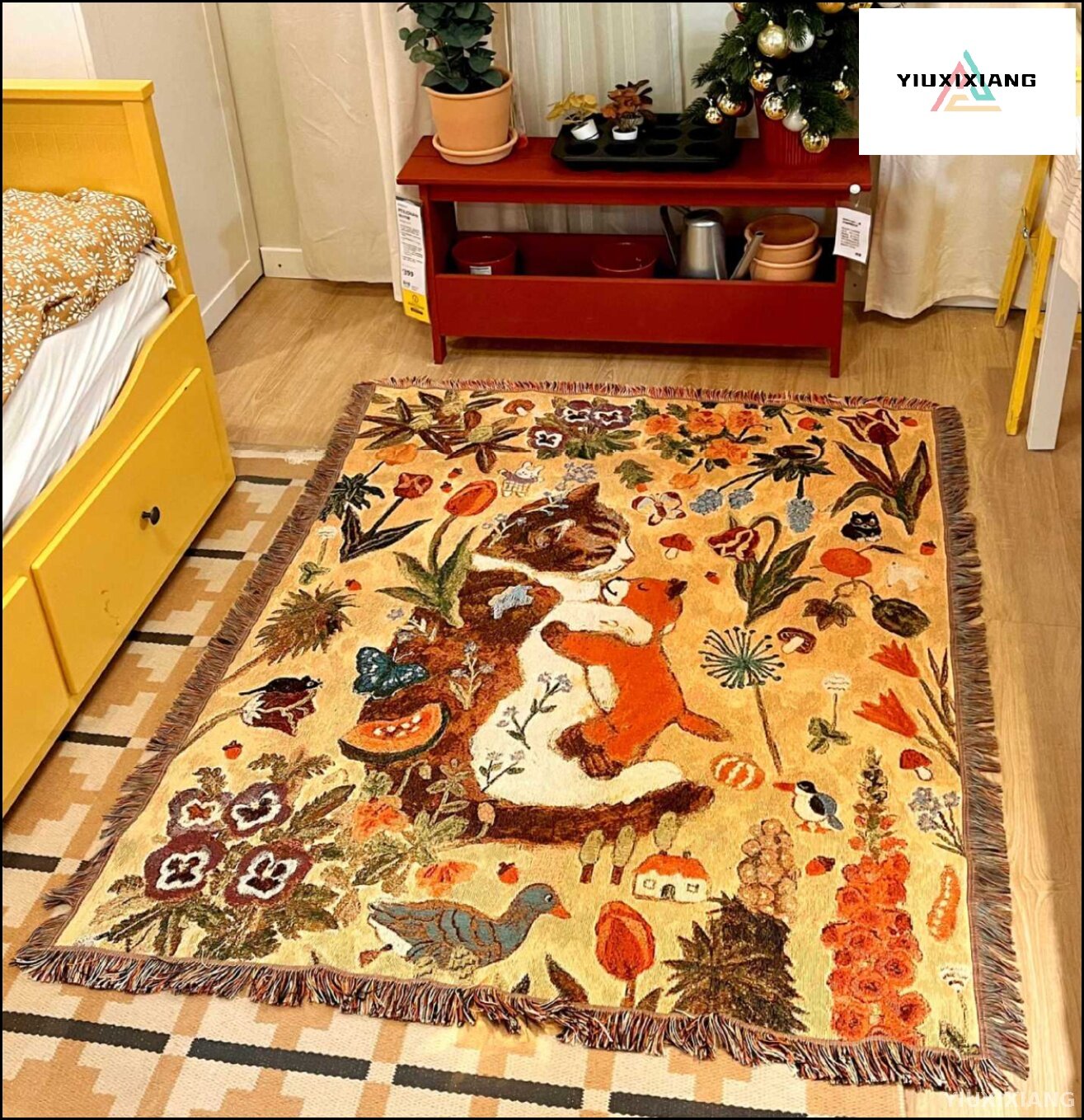 Эксклюзивный плед для рисования маслом в стиле ретро House of Wishes 160x130 см изготовлен из Лавсана и Хлопка