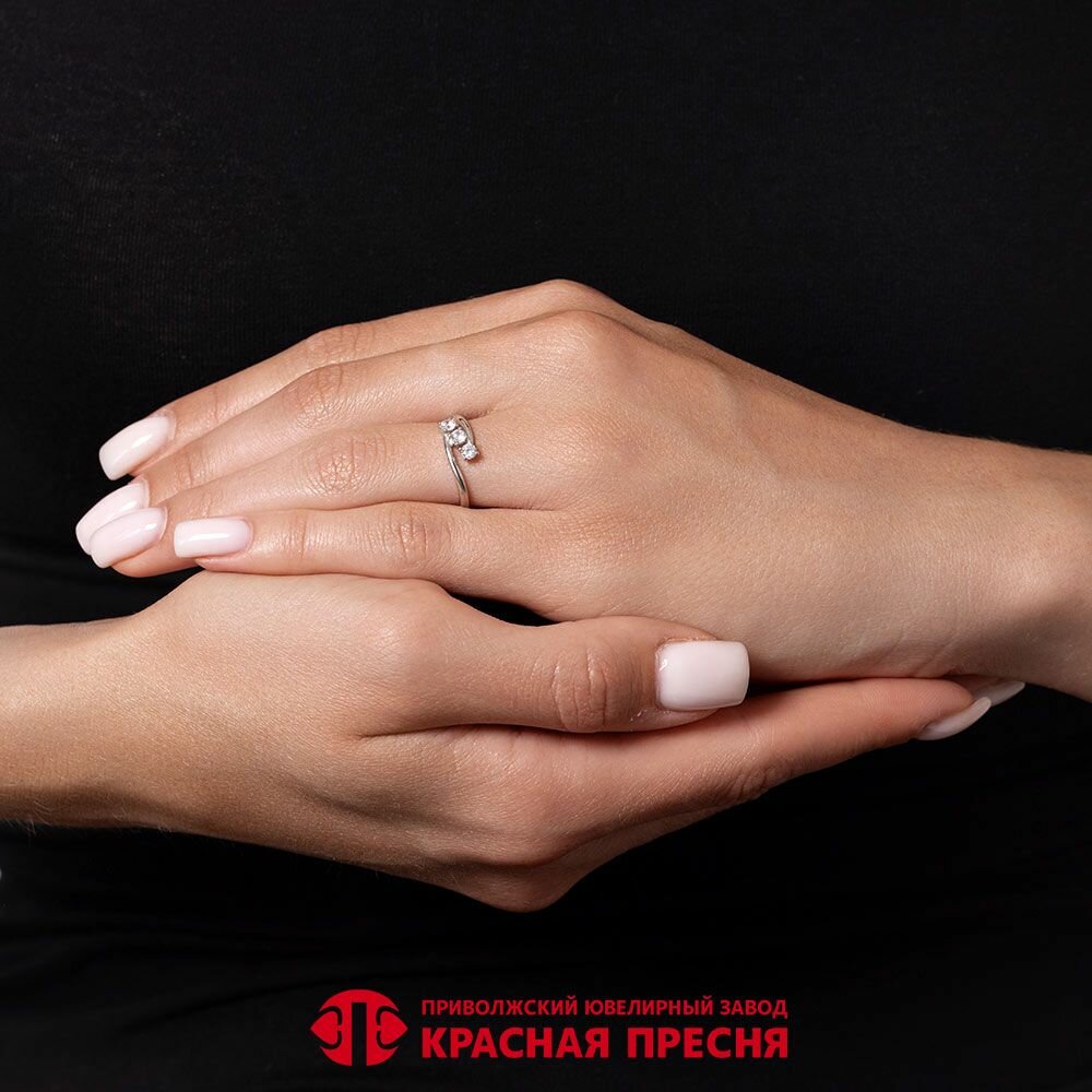 Кольцо дорожка, серебро, 925 проба, платинирование, фианит