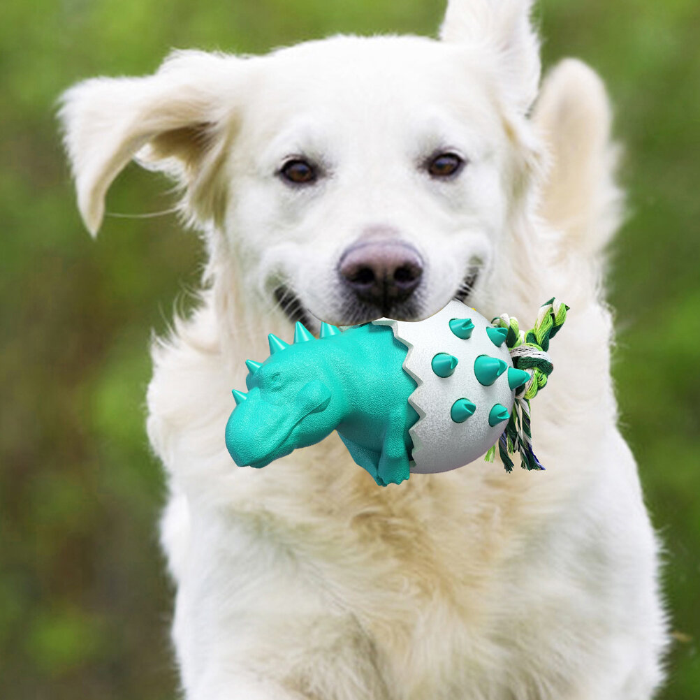 Funny Dinosaur Egg Dog Chew Pet Toys Durable Rubber Toy Ideal for Puppy Dogs Clean Teeth and Prevent Dental Calculus