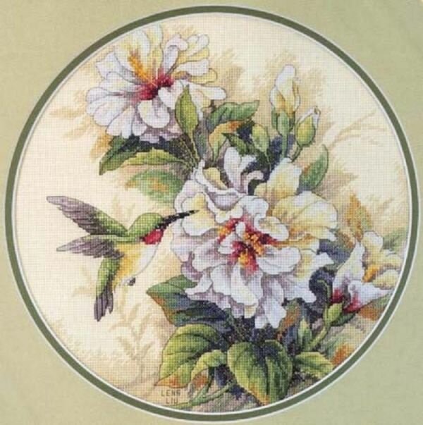 35156 Набор для вышивания крестом "Колибри и бутоны гибискуса",27х27см, DIMENSIONS