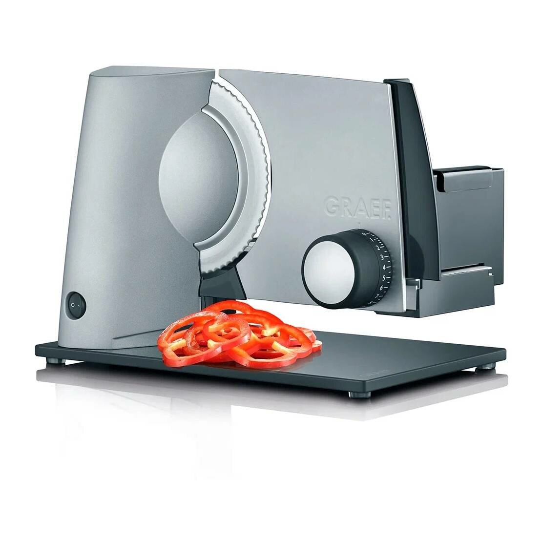 Ломтерезка Graef SKS 320 silber TWIN (S32020) 170 Вт, защитная крышка ножа, блокировка кнопки включения, серебристый