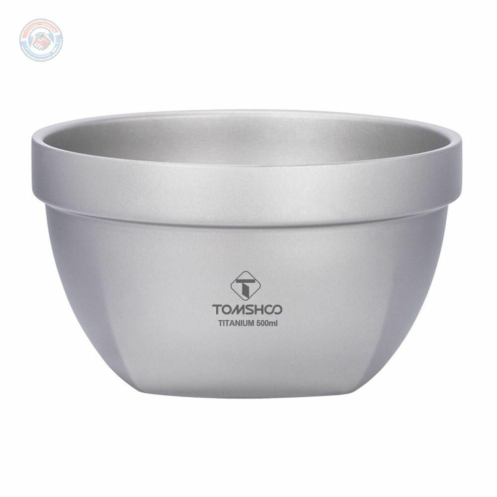 Титановая туристическая тарелка 500 мл, сверхлегкая походная миска для кемпинга и пикника, двухслойная конструкция, компактная складная посуда