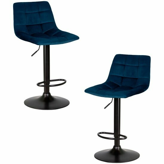 Стул барный Dobrin TAILOR BLACK (синий велюр (MJ9-117))(2 шт/уп)