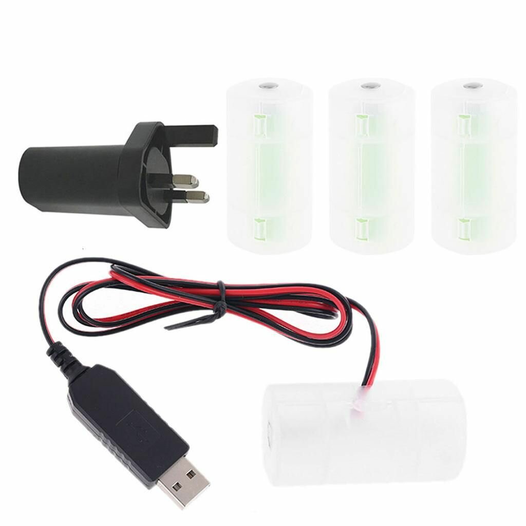 UK Plug Plug USB -адаптер питания 1,5 В 3 В 4,5 В 6 В LR20 D Батарея ячейки, UK