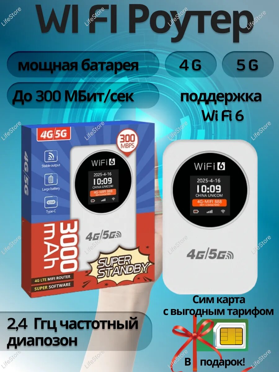 Карманный роутер, вай фай роутер, Wi-Fi роутер переносной с поддержкой SIM-карты, переносной 4g wifi роутер модем