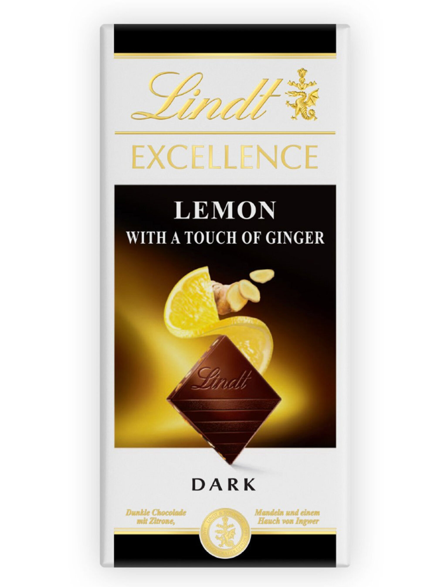 Тёмный шоколад Lindt с лимоном имбирем 100 г