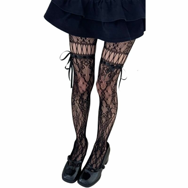 Чулки с подвязками и кружевом, Черный