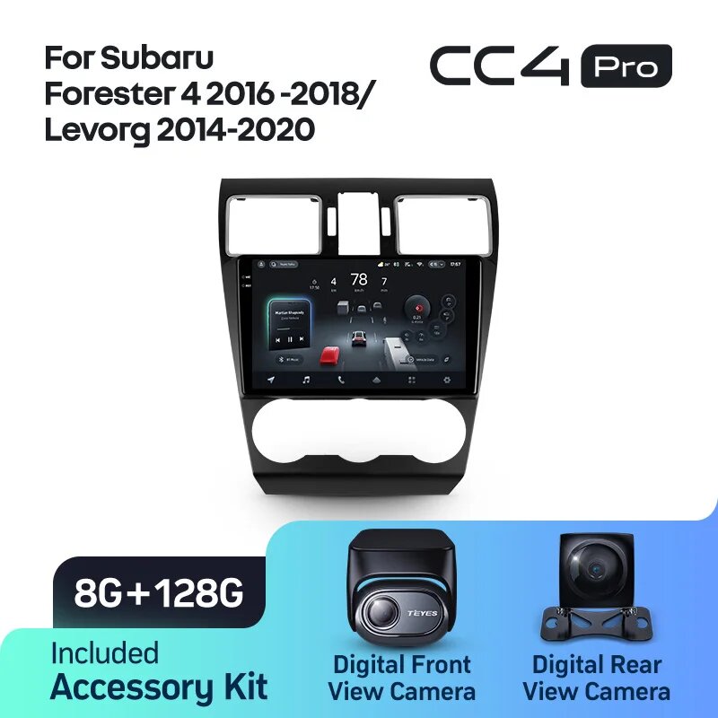TEYES Тиайс CC4 PRO Штатная магнитола For Субару Форестер 4.2 Леворг VM For Subaru Forester 4 SJ 2016 - 2018 Levorg VM 2014 - 2020 автомагнитола 2 DIN DVD GPS CarPlay Android Auto мультимедиа автомобиля головное 16Forester CC4PAK128