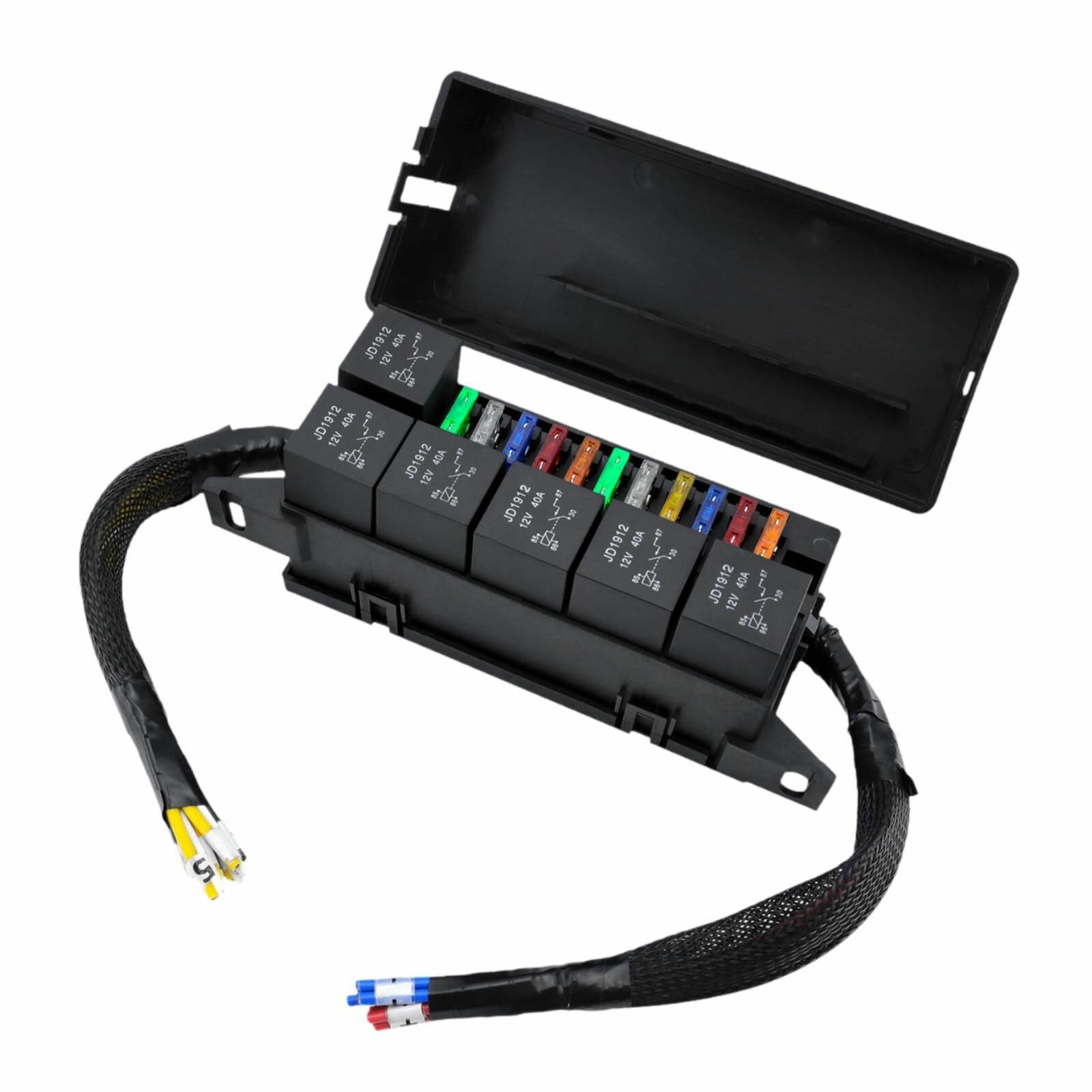 Блок реле и предохранителей на 12В, 11 каналов, универсальный для автомобилей, мотоциклов, яхт и грузовиков, черный