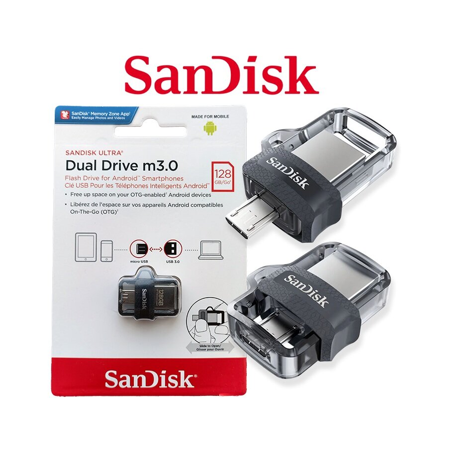 USB Флеш-накопитель Sandisk Ultra Dual Drive USB-microUSB 3.0-128GB (SDDD3-128G-G46)