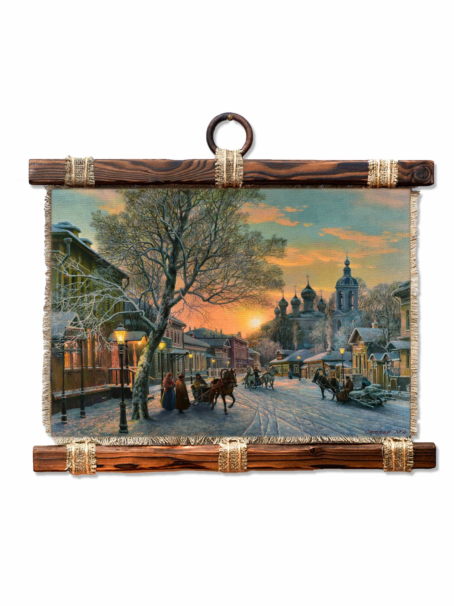 Панно ручной работы Универсальный свиток горизонтальное Огни вечернего города М. Сатаров