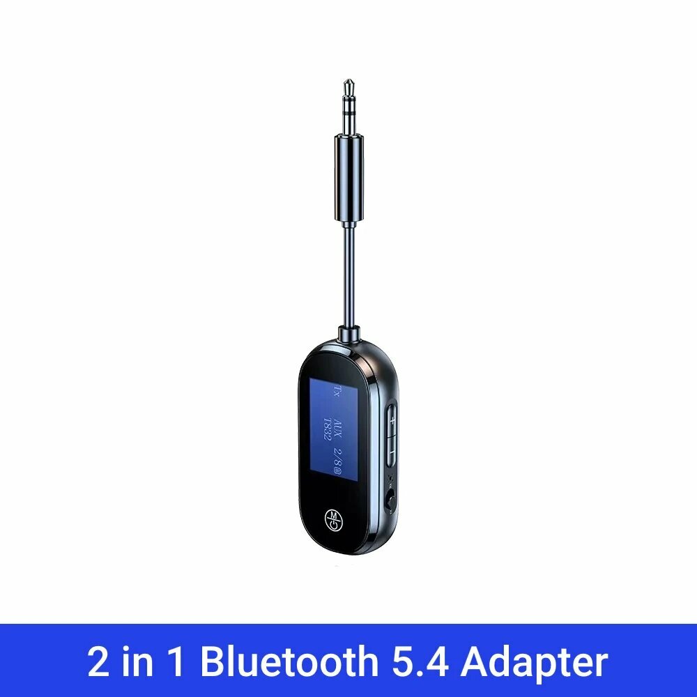 Приемник-передатчик Bluetooth 5.4 2-в-1 с микрофоном, Hi-Fi стерео, AUX 3.5 мм для автомобиля, самолета, телевизора и ПК-колонок