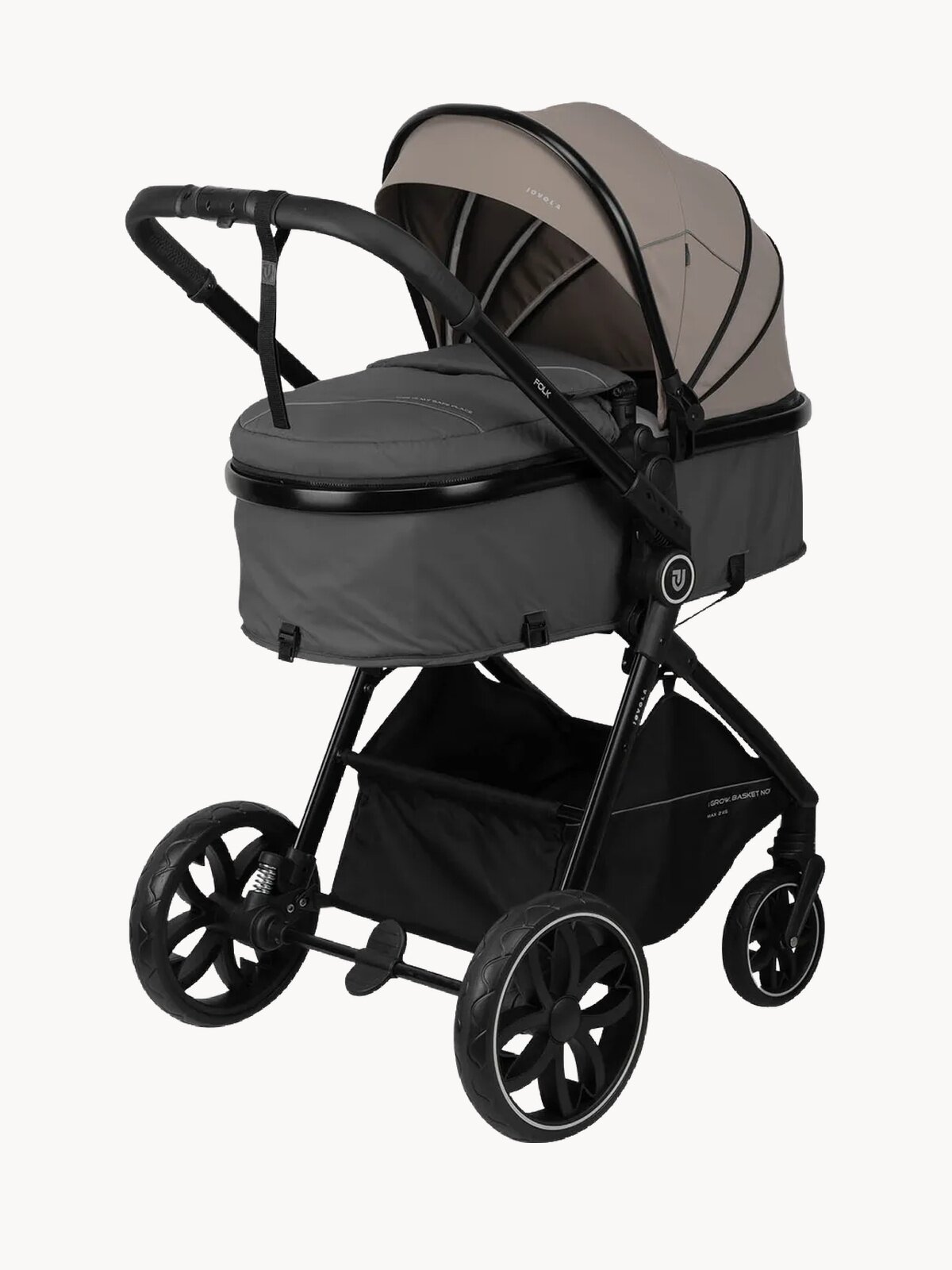 Коляска трансформер для новорожденных 3 в 1 Jovola Folk универсальная, всесезонная, бежевый