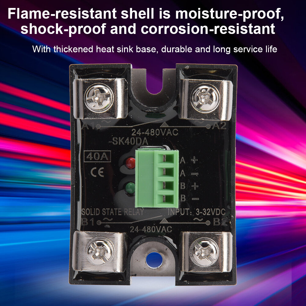 Твердотельное реле BERM, двухканальное управление постоянным током, двухканальное однофазное твердотельное реле переменного тока, 24 480 В переменного тока (40 А (BERM-SK40DA))