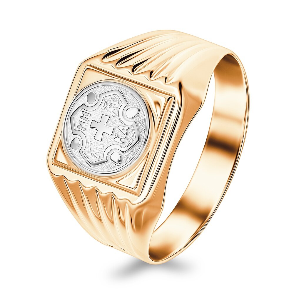 Печатка, красное золото, 585 проба, родирование