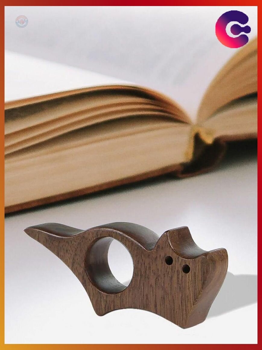 Держатель для страниц книг в форме кошки из дерева грецкого ореха удобный аксессуар для чтения