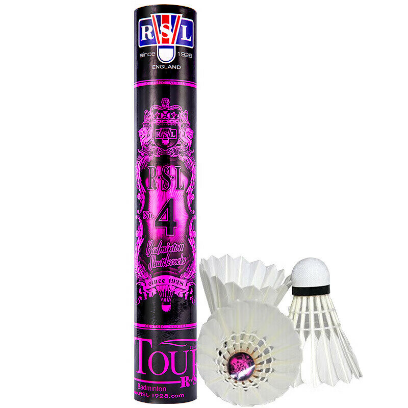 RSL Professional Badminton Shuttlecocks, Duck Feather, Stable And Durable, RSL Size 4, Speed 77, 12 Pieces Per Tube