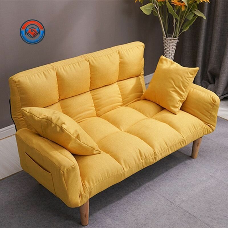 Диван-кровать желтый 60 см, раскладной диван для детской, компактный мини-диван с подушками, диван-кровать для ежедневного сна и отдыха, угловой диван для маленькой комнаты